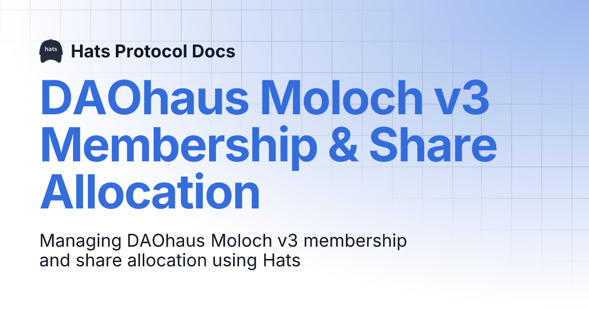 DAOhaus Moloch v3 Membership & Share Allocation | Hats Protocol Docs